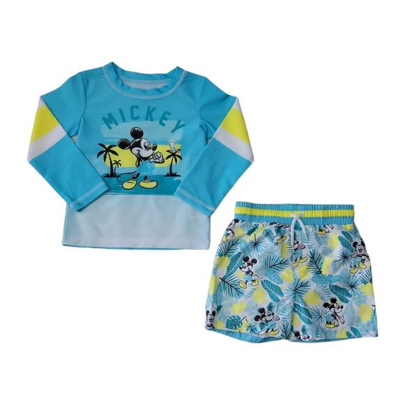 Disney | Swim | Mickey Mouse Boys 2 Piece Upf 5 Long Sleeve Rash Guard ...